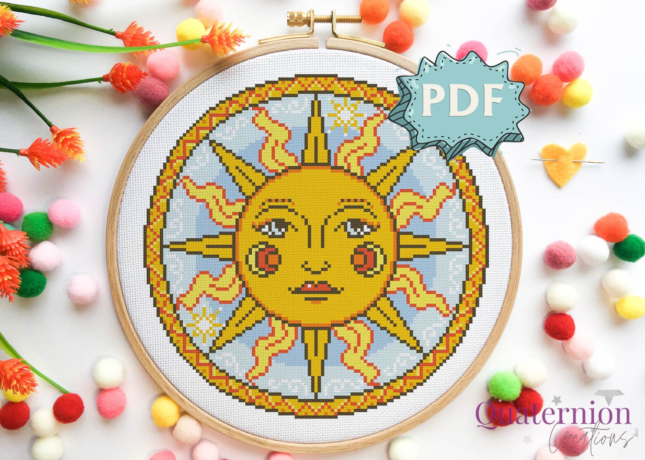 Sun, Moon, and Star cross stitch patterns – set of three – Quaternion ...